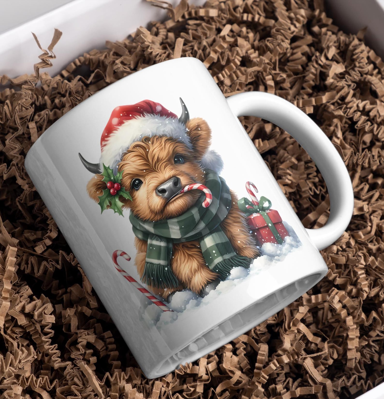 9 Watercolor Christmas Highland Cow Clipart Bundle V1, Cute Cartoon ...