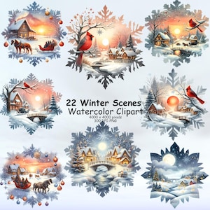 22 Watercolor Snow Flake Christmas Ornament Png Bundle, Christmas ...