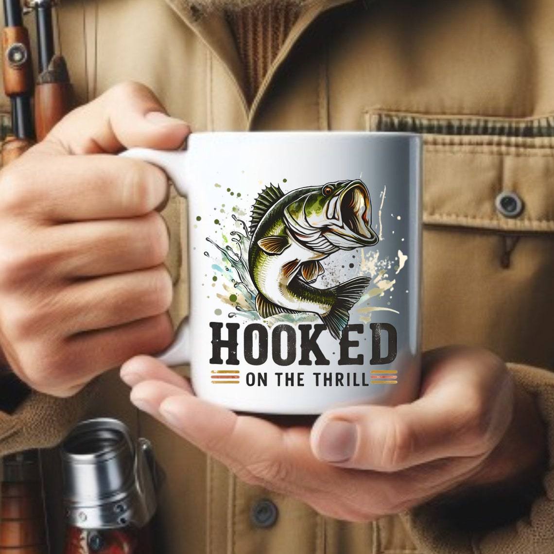 1 Hooked on the Thrill Fish Png Clipart, Watercolor Fishing Png, Fisher ...
