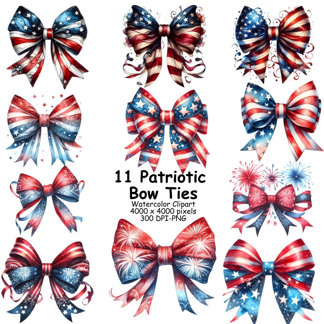 11 Watercolor Coquette Patriotic Bow Png, Coquette Girl Png, 4th of ...