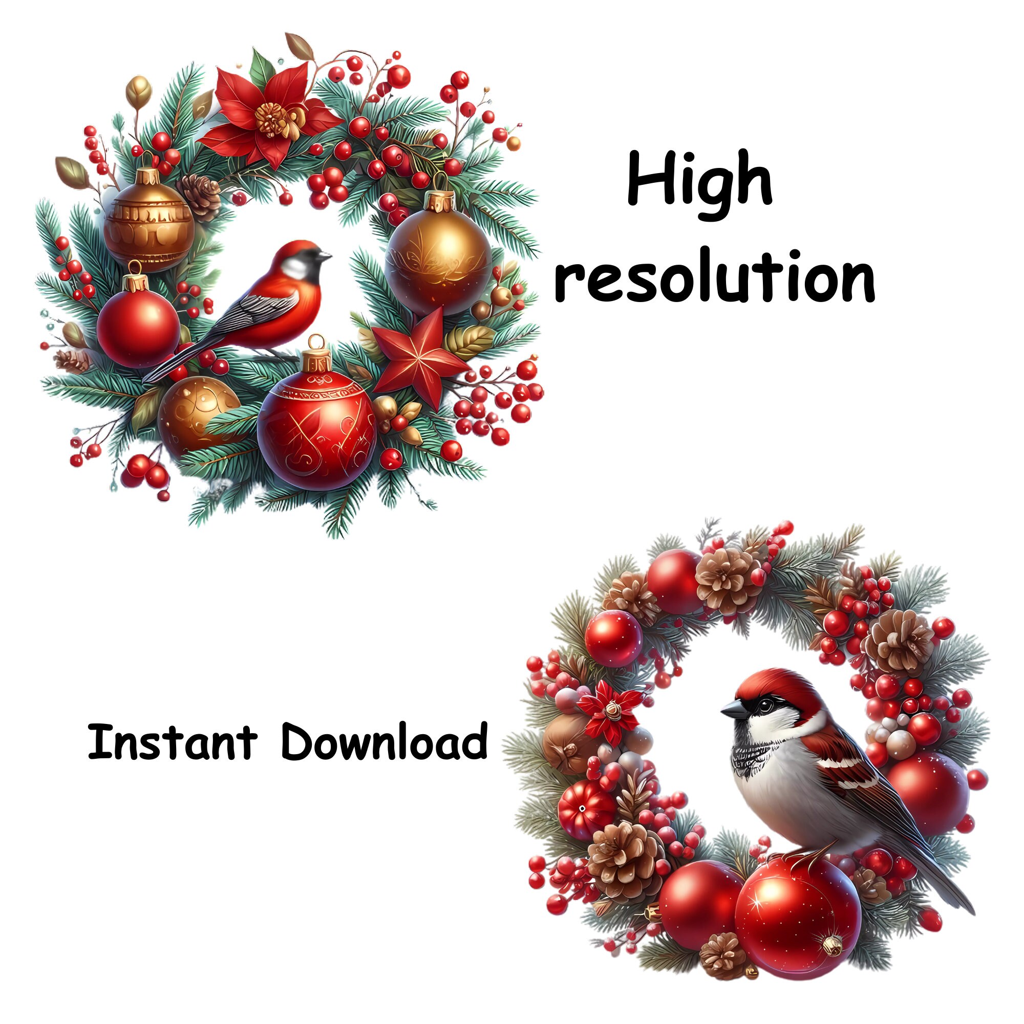 23 Christmas Wreath Clip Art Bundle - Ornaments Wreath PNG, Festive ...