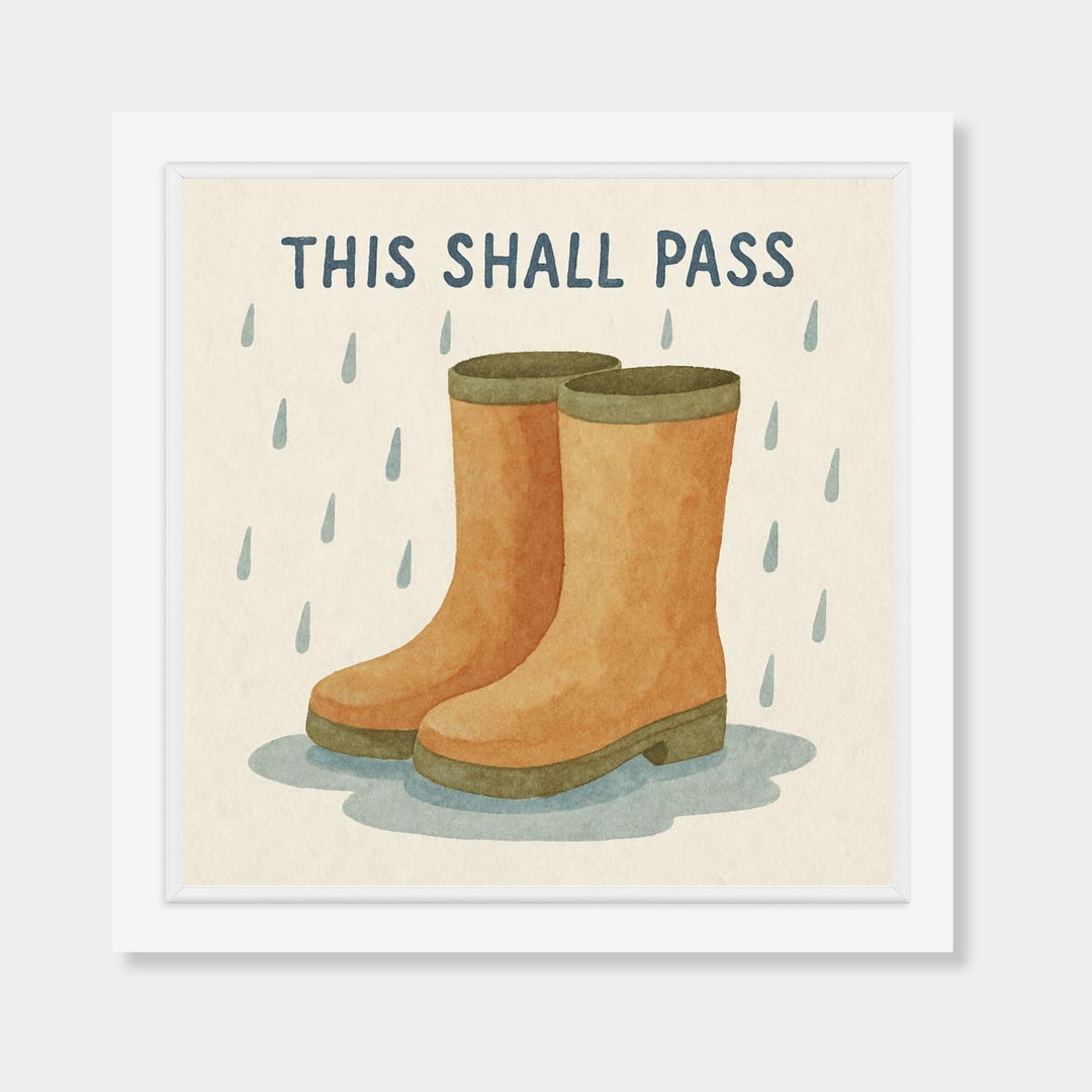 This Shall Pass | Square Watercolor Wall Art | Gouache Illustration ...