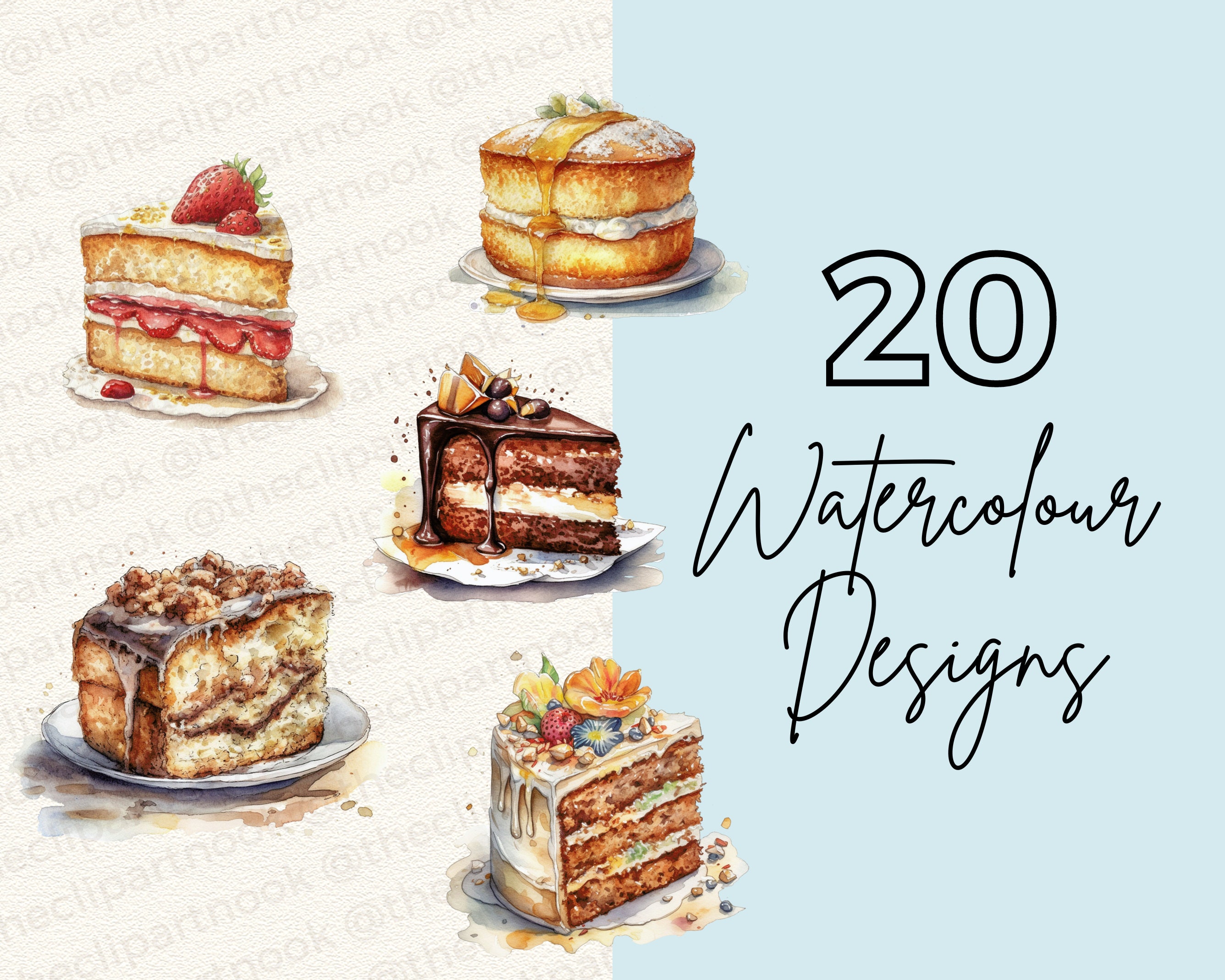 Watercolor Cake Clipart Watercolour Clip Arts Clipart - Etsy