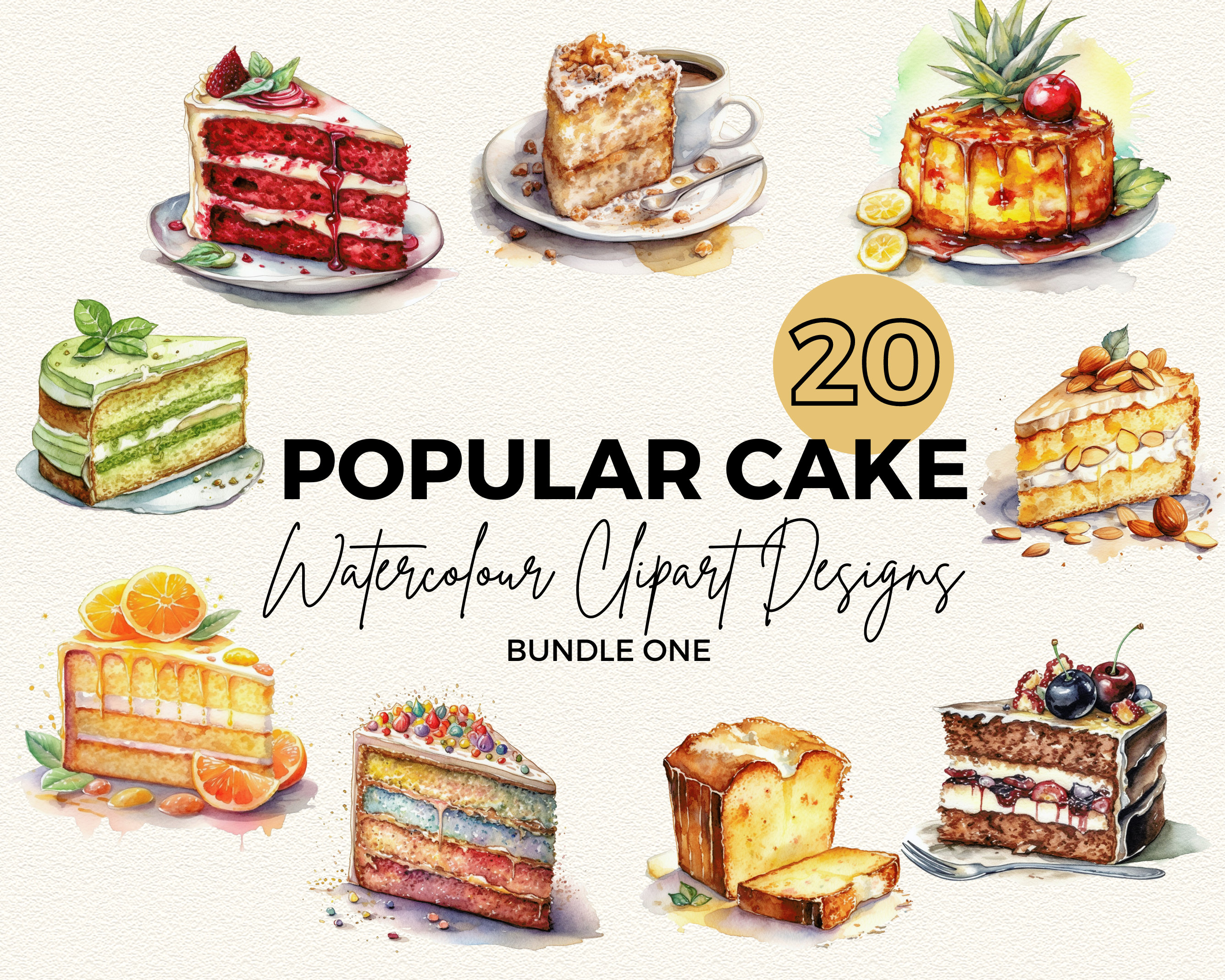 Watercolour Cake Clipart Watercolor Clip Arts Clipart - Etsy