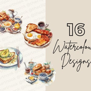 Watercolour Breakfast Clipart | Watercolor Clip Arts | Clipart Bundle ...