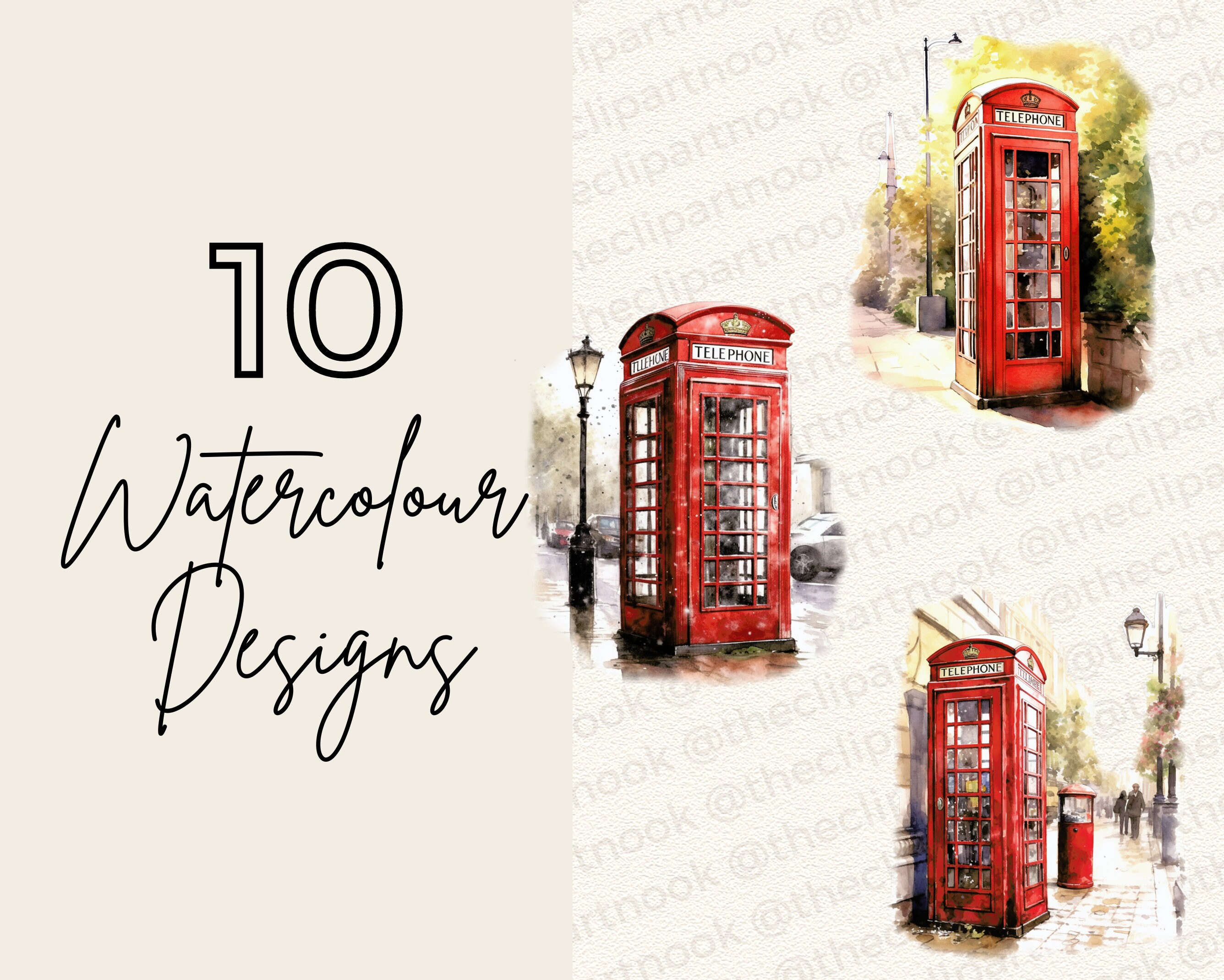 Watercolor English Phone Box Clipart British Phone Box Clip Arts ...