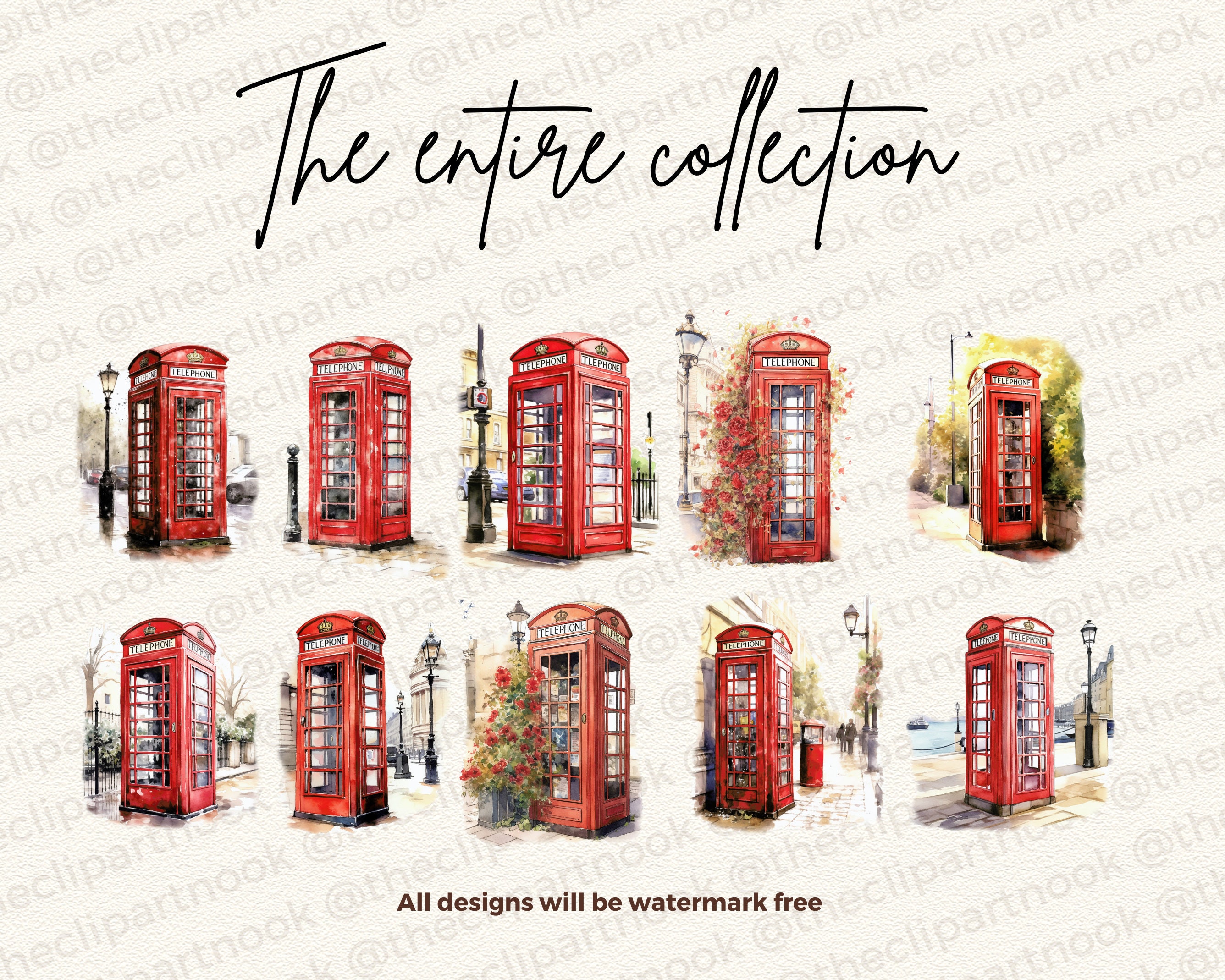 Watercolor English Phone Box Clipart British Phone Box Clip Arts ...