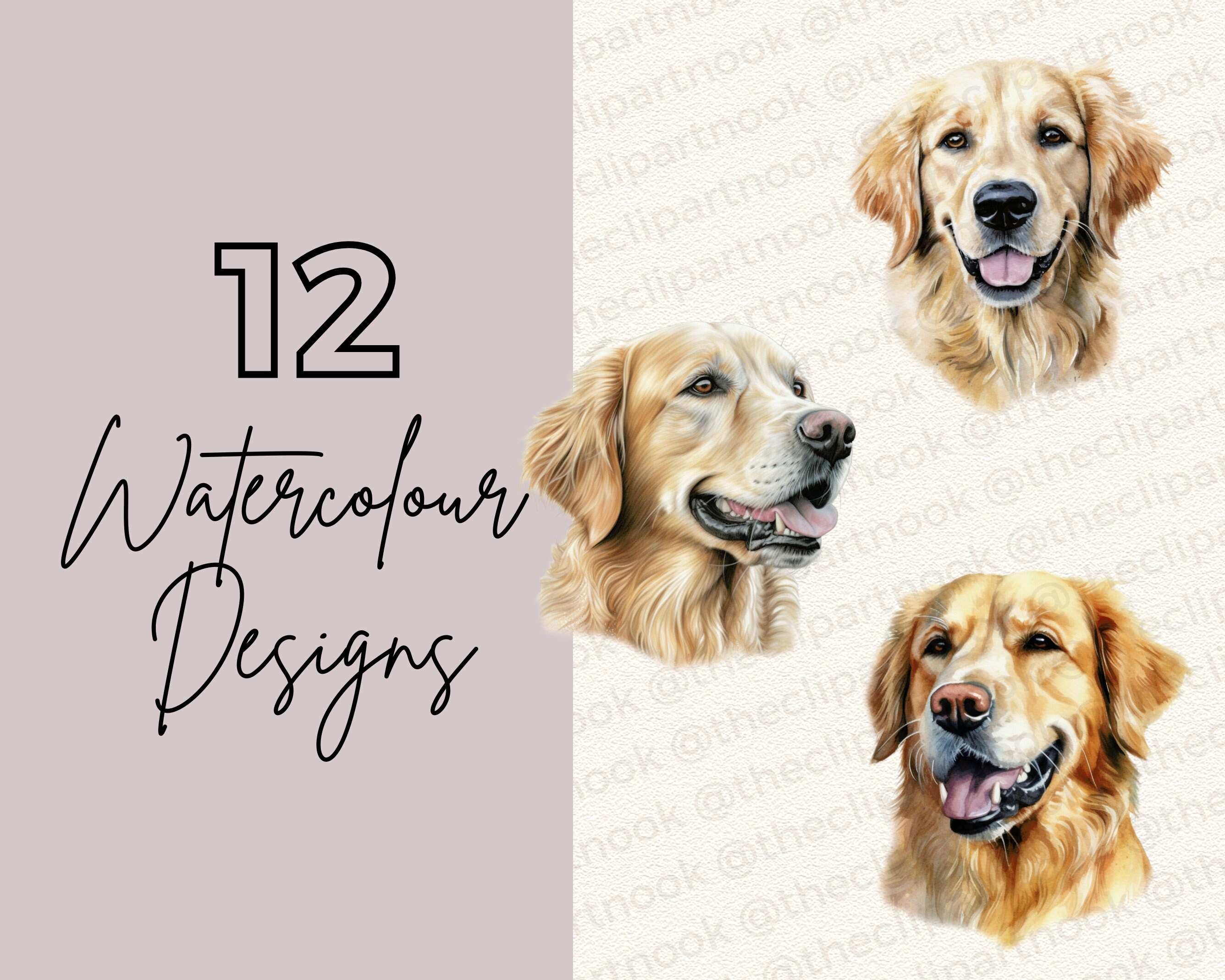 Golden Retriever Dog Clipart Watercolour Golden Retriever Clip Art ...