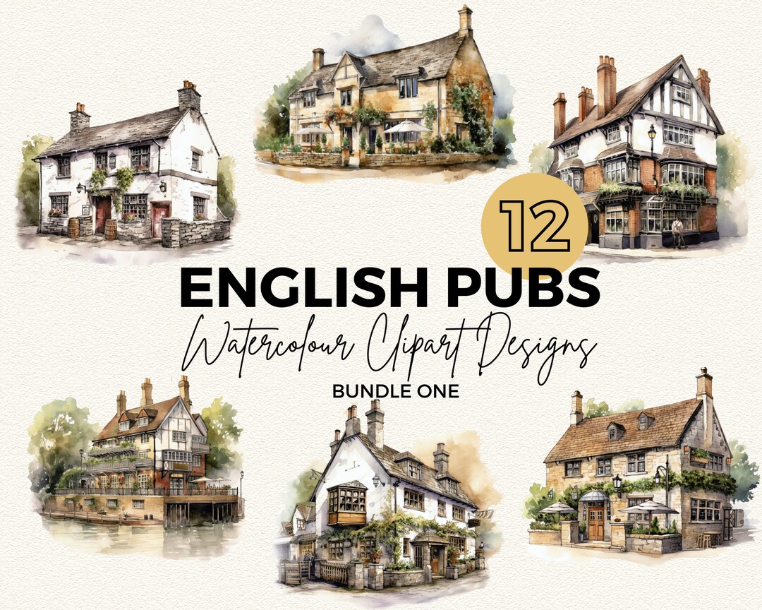 Watercolor English Pub Clipart | Watercolour British Pub Clip Arts ...
