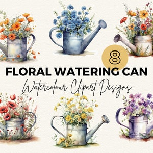 Watercolor Watering Can Clipart Floral Watering Can Cliparts Clipart ...