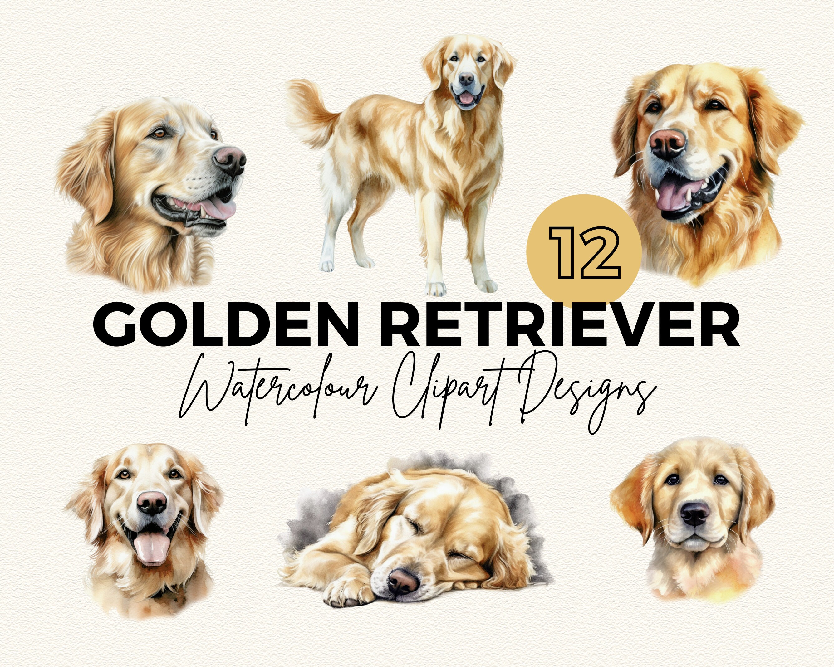 Golden Retriever Dog Clipart Watercolour Golden Retriever Clip Art ...