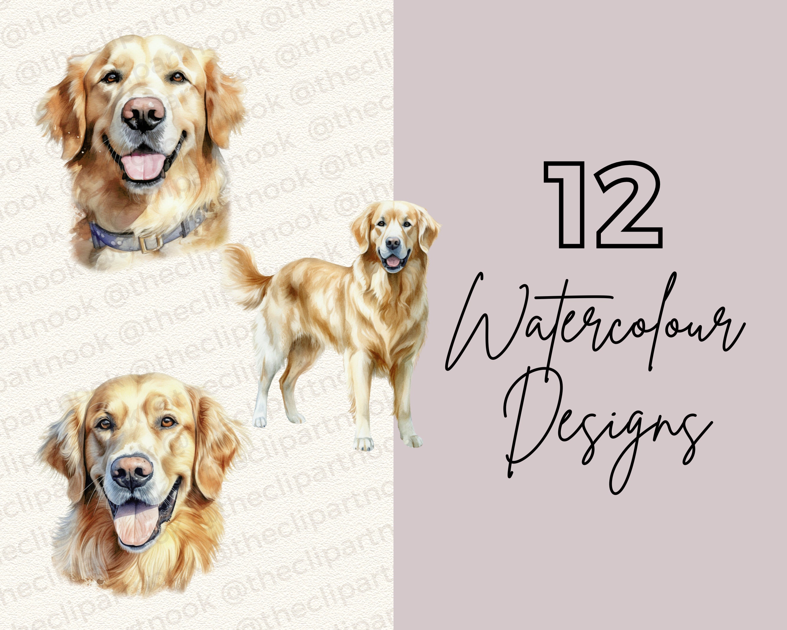 Golden Retriever Dog Clipart Watercolour Golden Retriever Clip Art ...