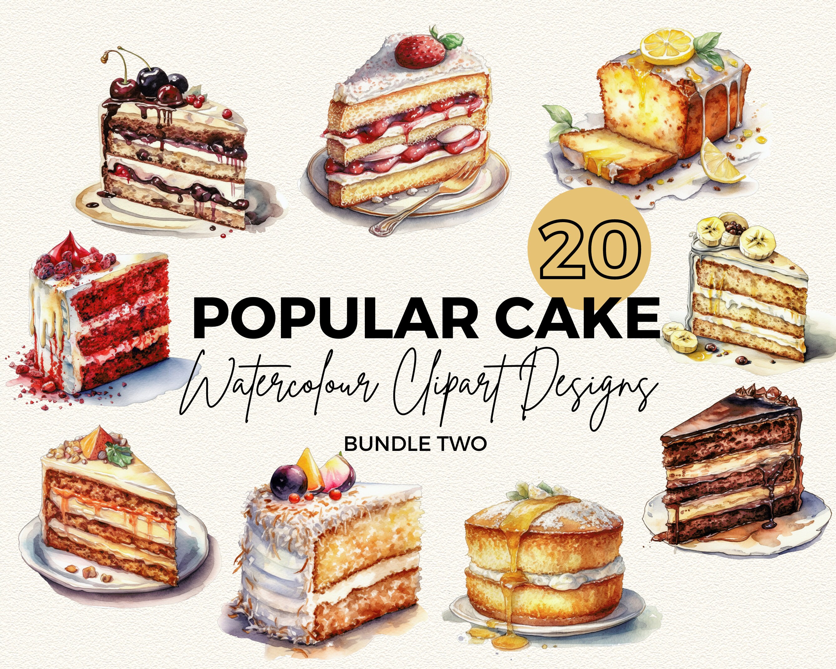 Watercolor Cake Clipart Watercolour Clip Arts Clipart - Etsy