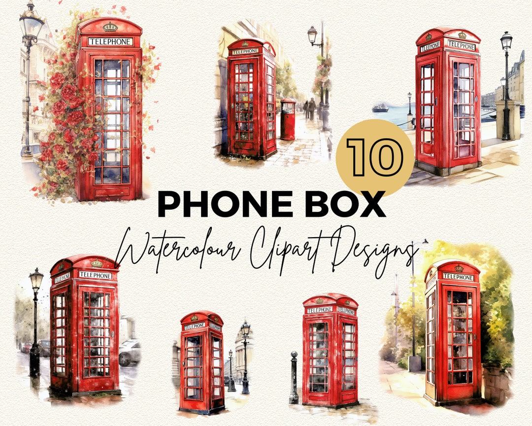 Watercolor English Phone Box Clipart | British Phone Box Clip Arts ...