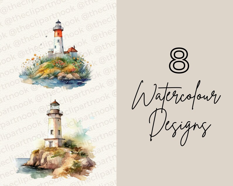 Lighthouse Clipart | Watercolor Lighthouse Clip Arts | Digital Image ...