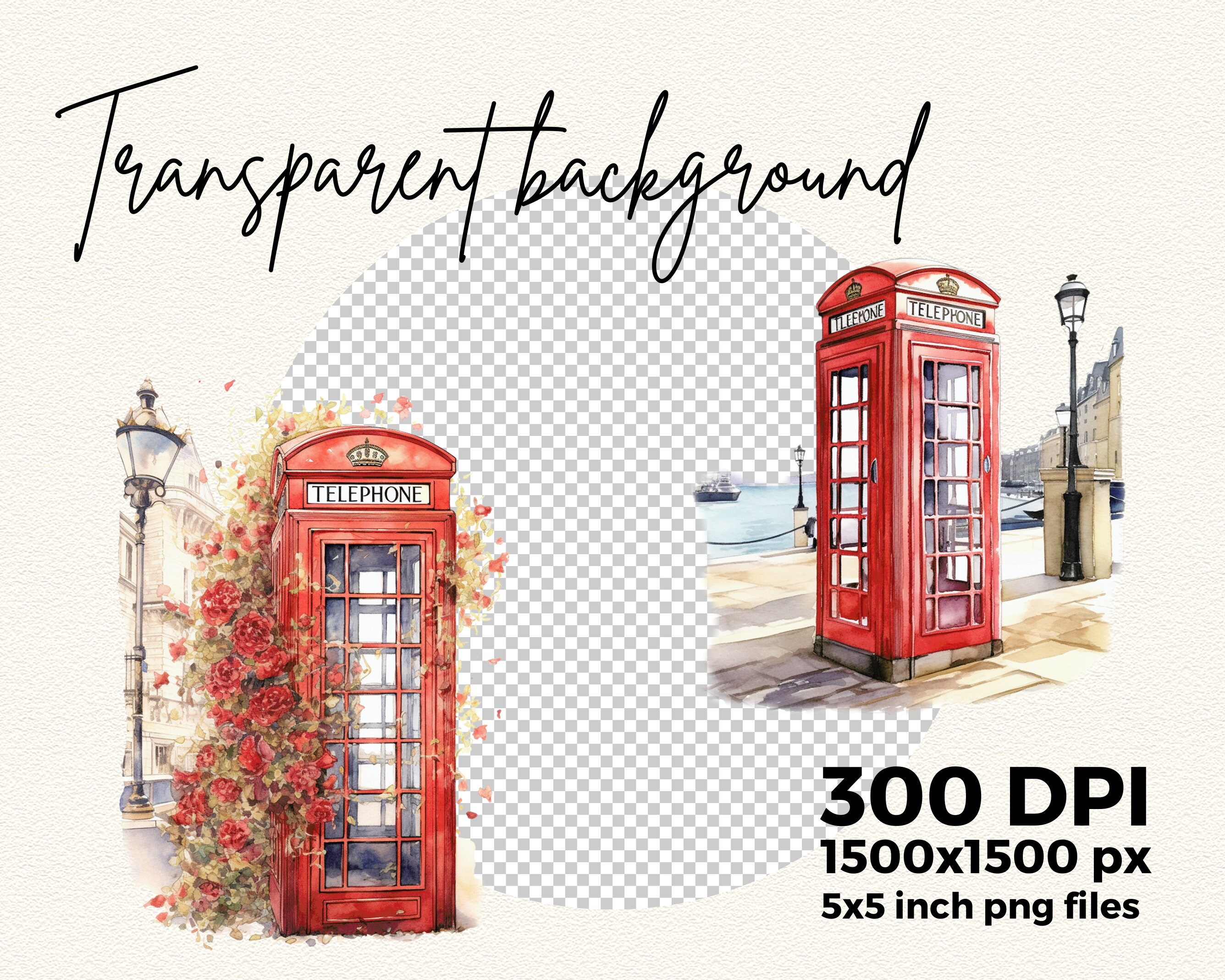 Watercolor English Phone Box Clipart British Phone Box Clip Arts ...