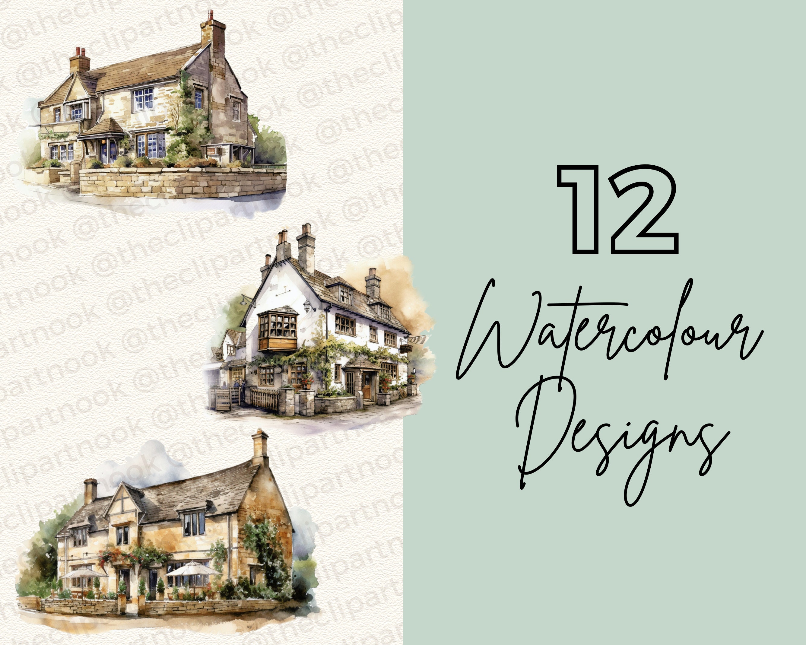 Watercolor English Pub Clipart Watercolour British Pub Clip Arts ...