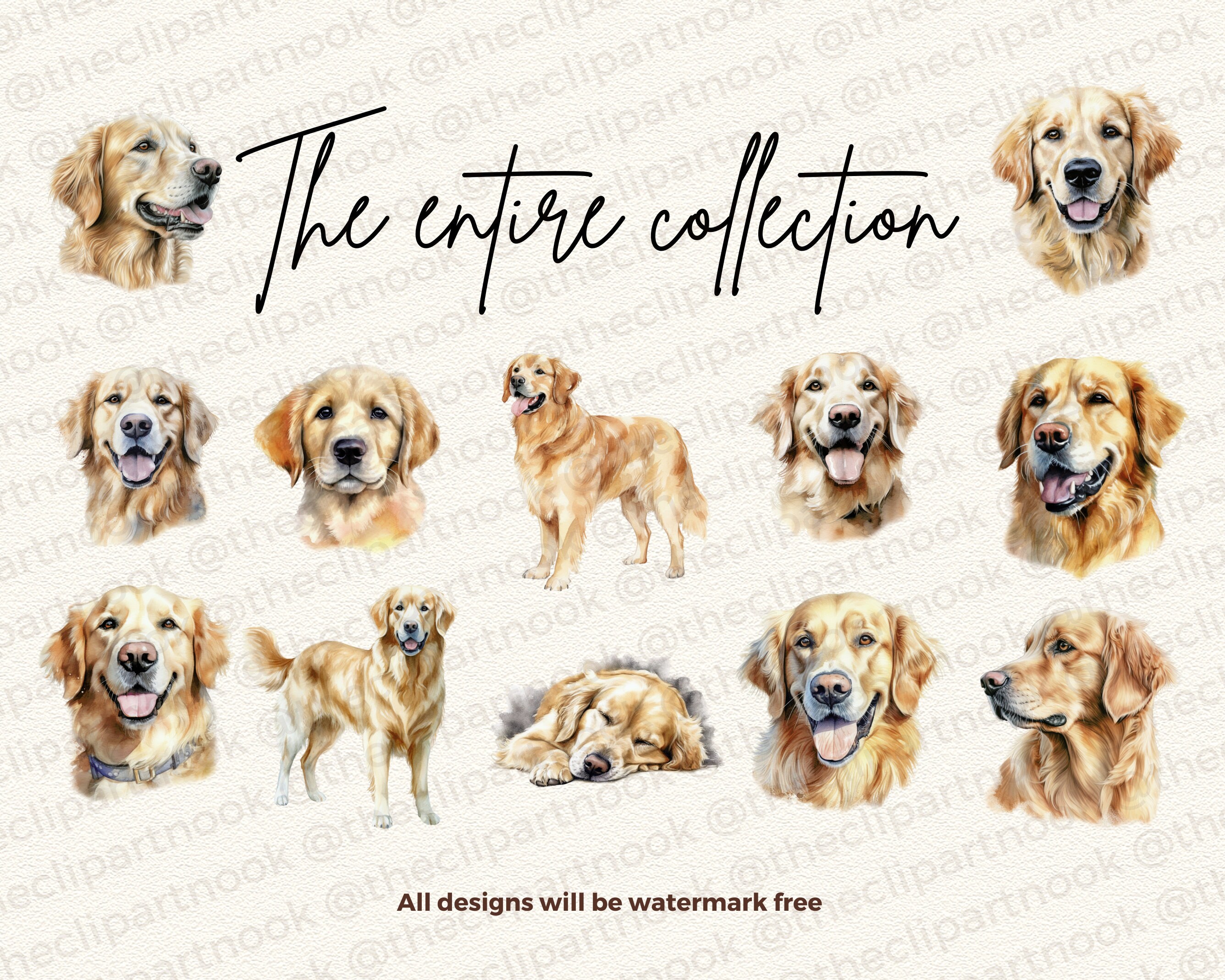 Golden Retriever Dog Clipart Watercolour Golden Retriever Clip Art ...