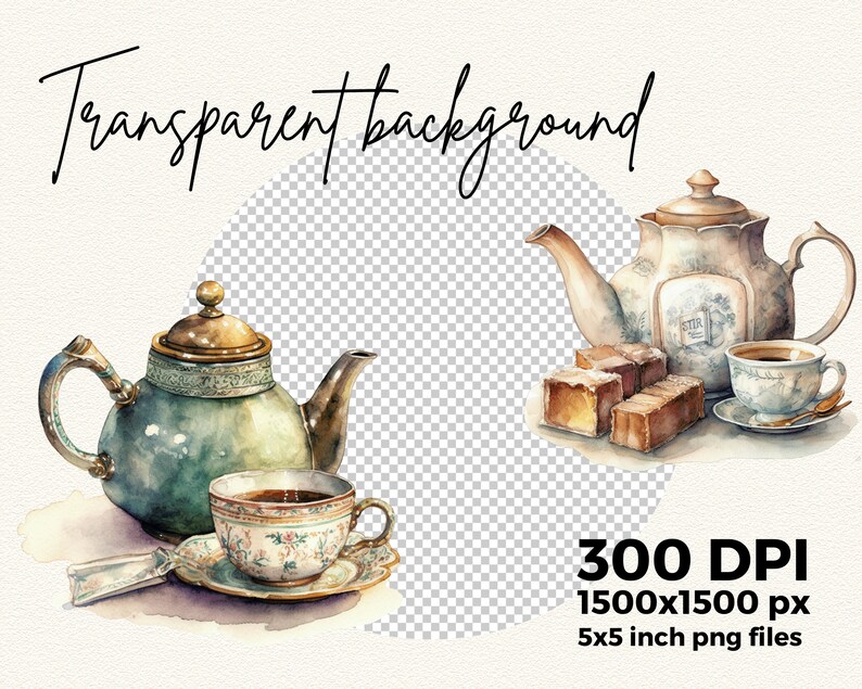 Watercolor English Teapot & Teacup Clipart | Watercolour Clip Arts ...