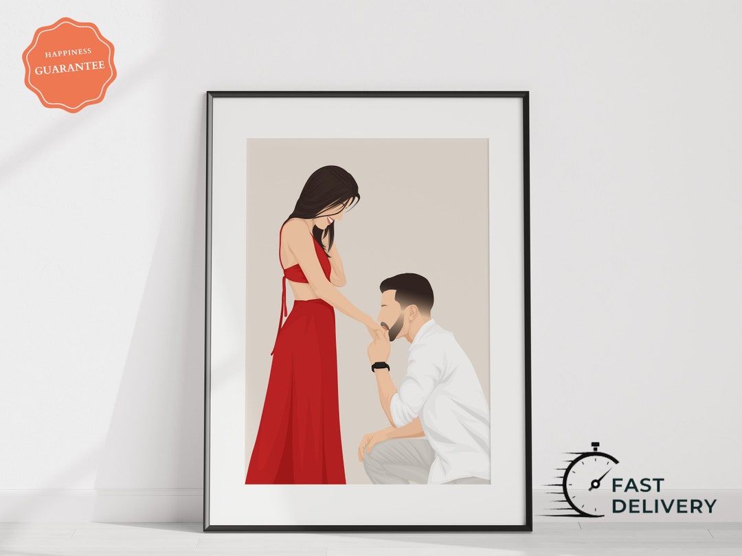 Custom Wedding Portrait, Personalized Gift, Faceless Digital Art ...