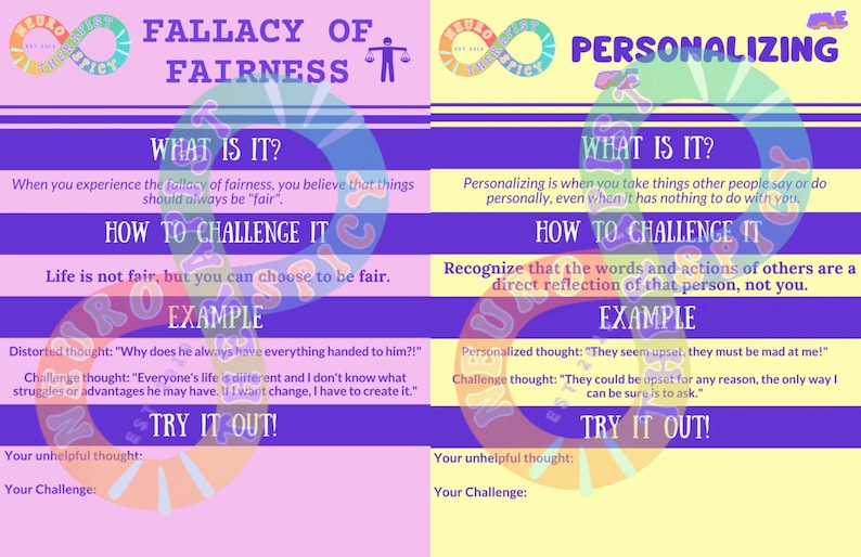 15 Cognitive Distortions Packet - Includes a Cognitive Distortions ...