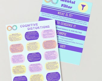 Printable CBT Thought Record Cognitive Distortions (Instant Download ...