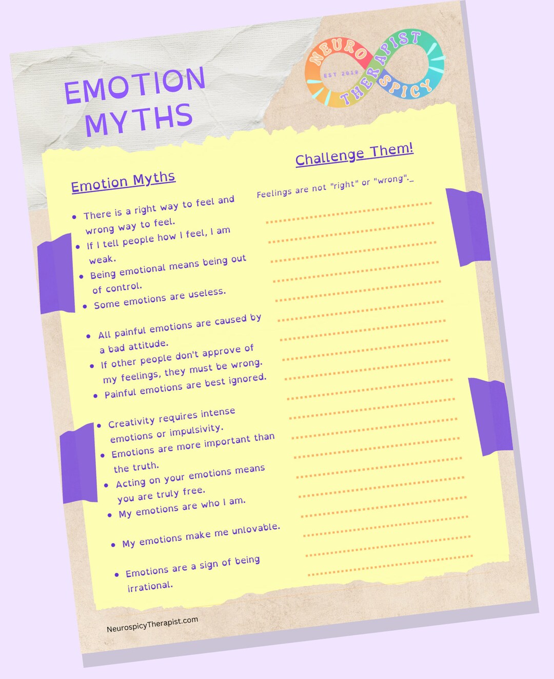 Dbt-inspired Emotions Myths Handout - Challenge the Myths That You Didn ...