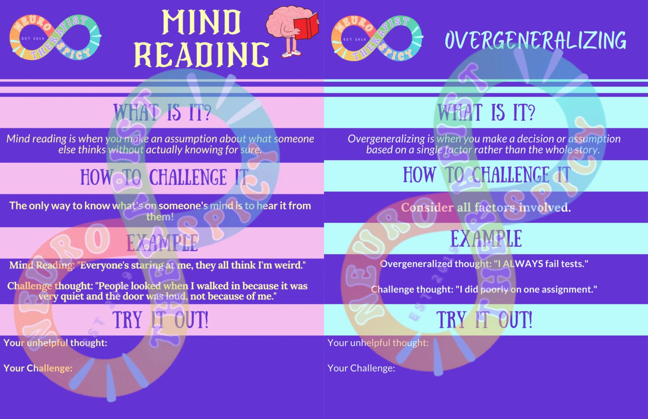 15 Cognitive Distortions Packet Includes a Cognitive Distortions Cheat ...