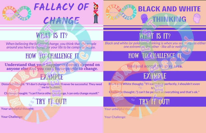 15 Cognitive Distortions Packet - Includes a Cognitive Distortions ...