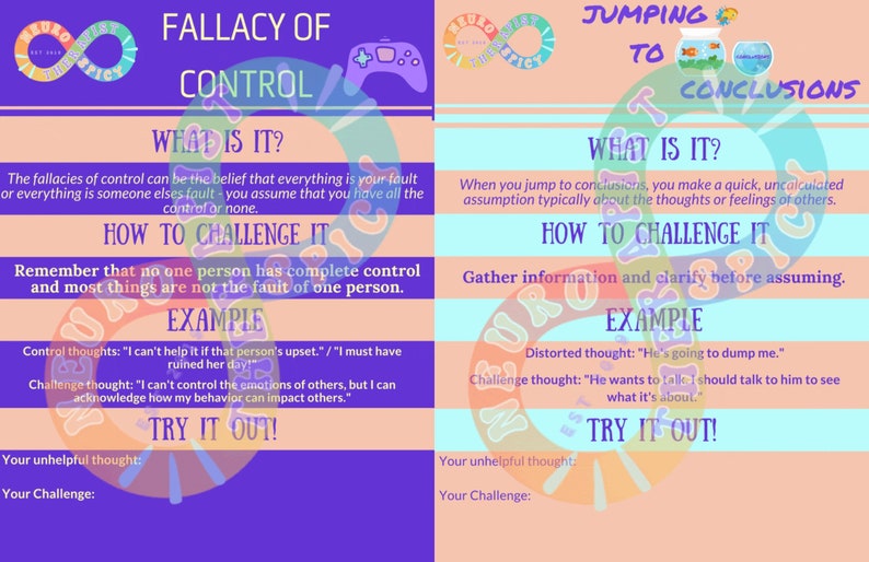 15 Cognitive Distortions Packet - Includes a Cognitive Distortions ...