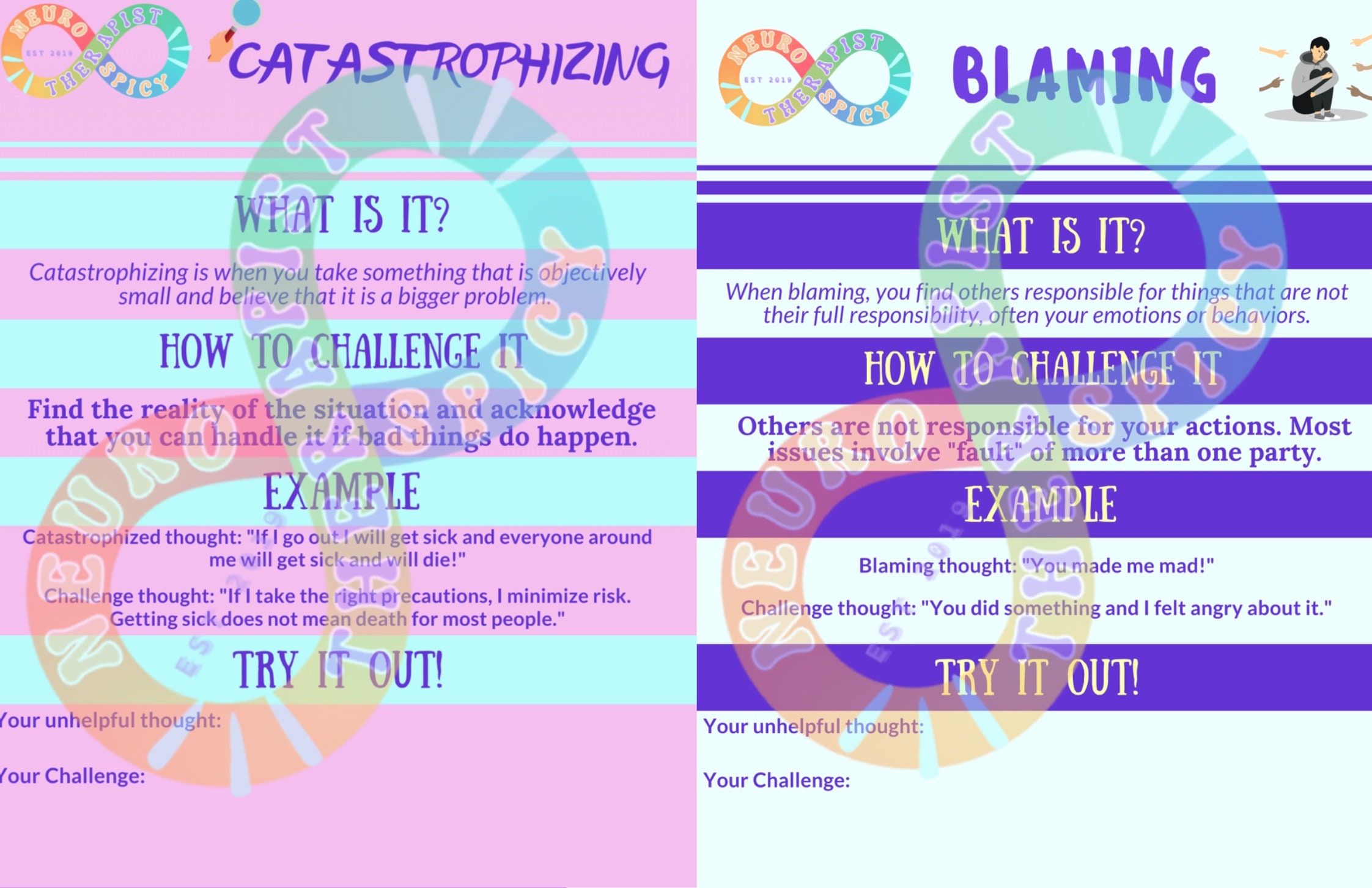 15 Cognitive Distortions Packet Includes a Cognitive Distortions Cheat ...