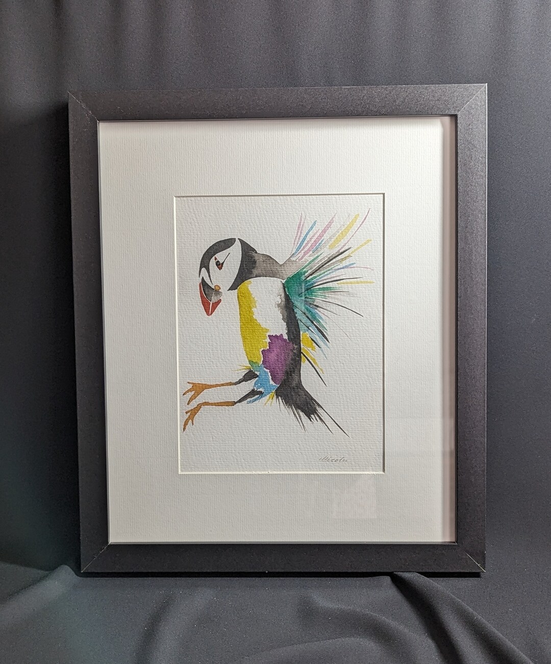 Puffin in Flight Print in Watercolour - Etsy