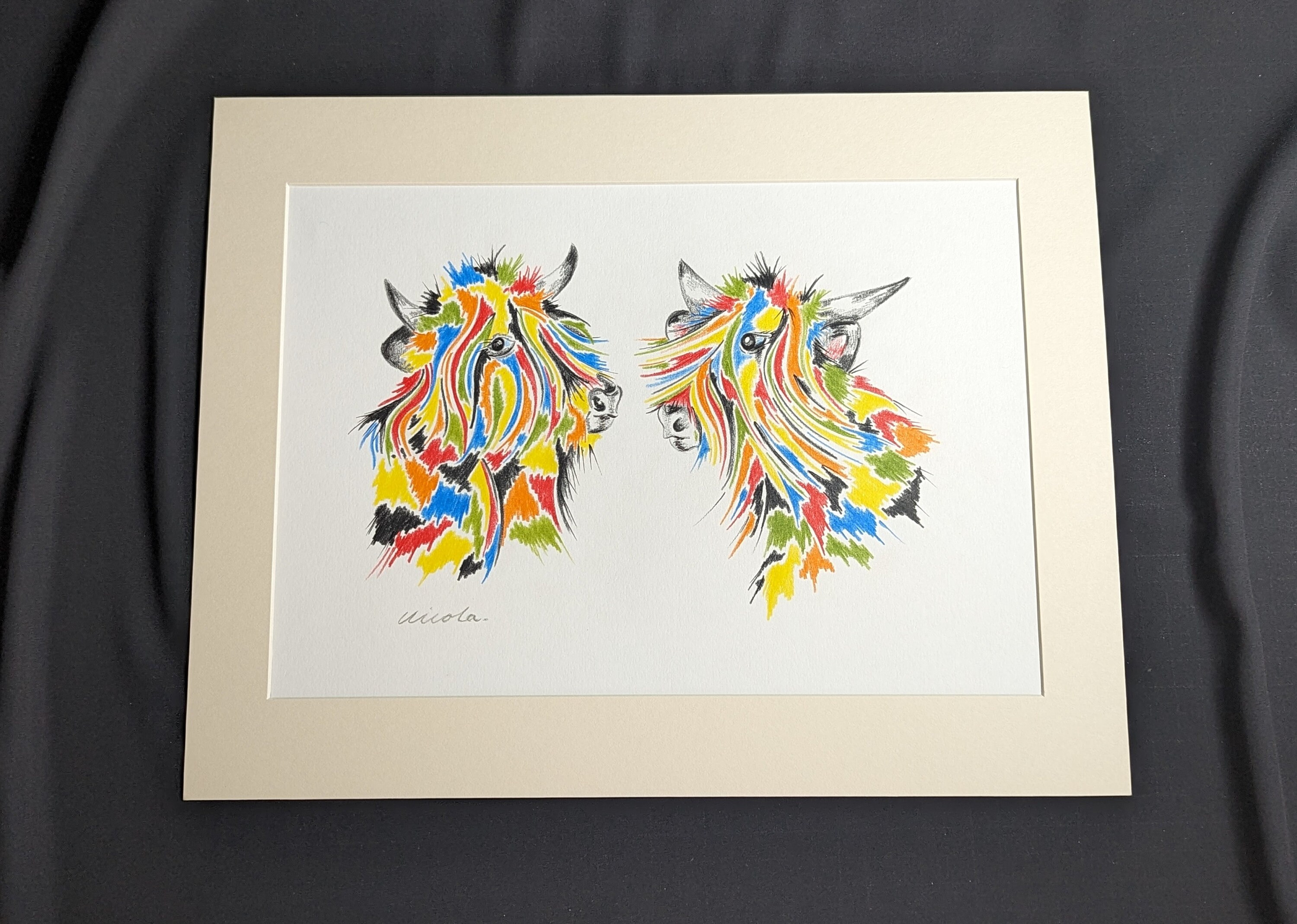 Highland Cow Crayons Artwork Drawing - Etsy Ireland