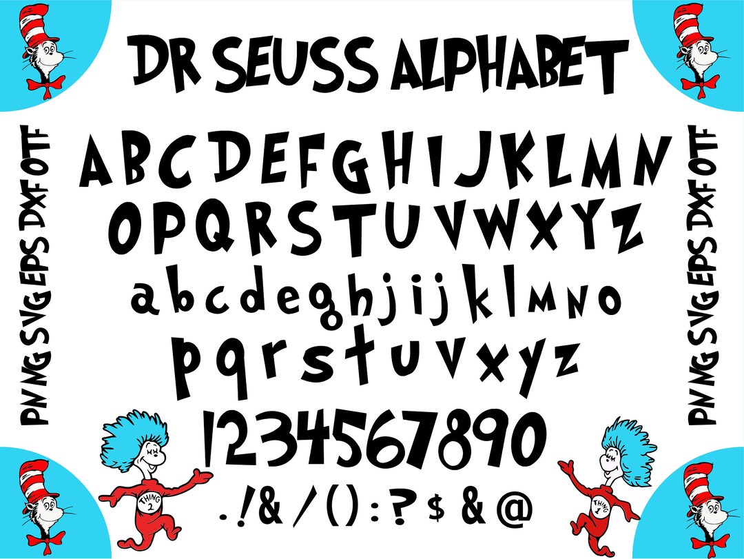 Dr Seuss Alphabet Monogram Clipart Dr Seuss Bundle Dxf Png Digital Cut ...