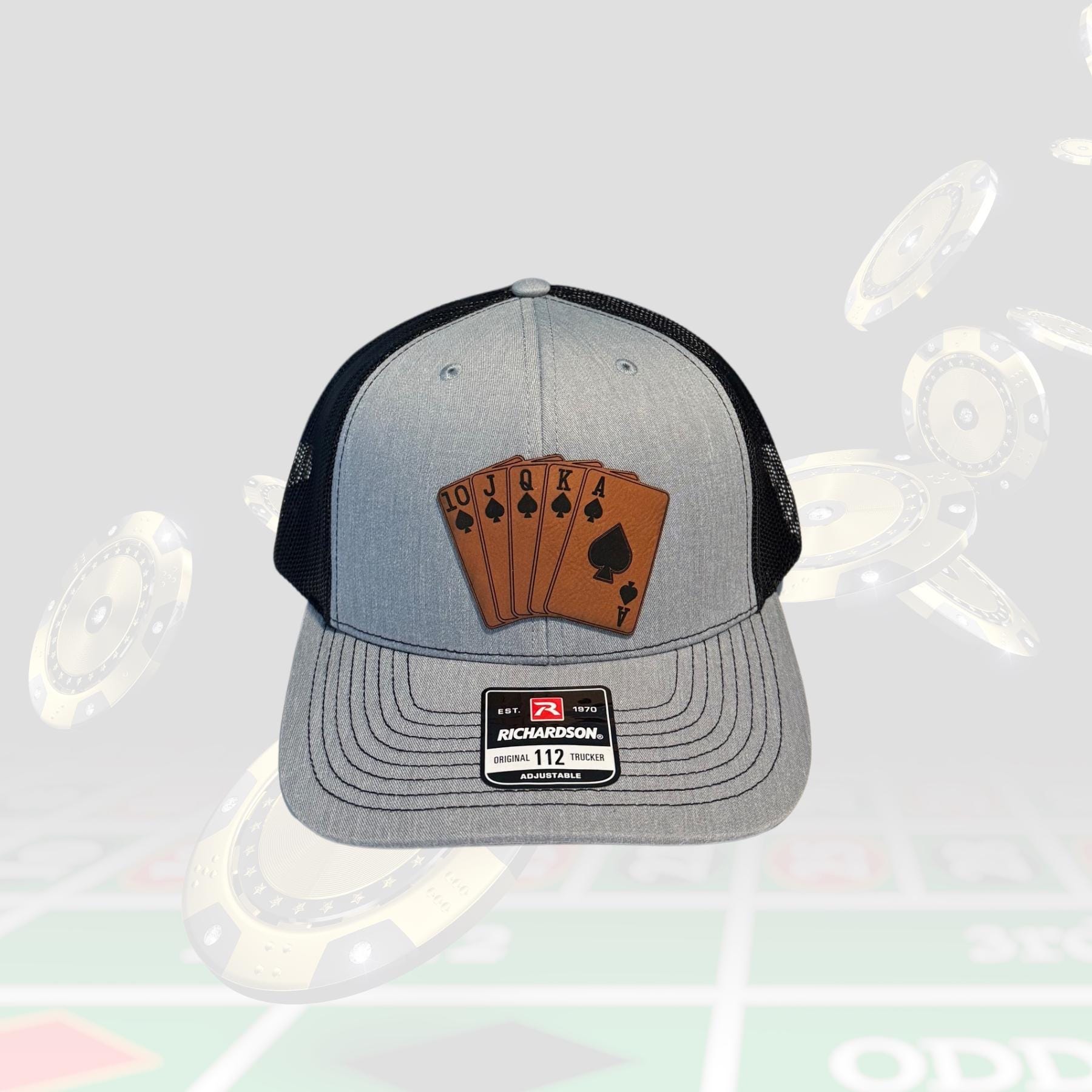 Casino | Gambling | Trucker Leather Patch Hat, Laser Engraved ...