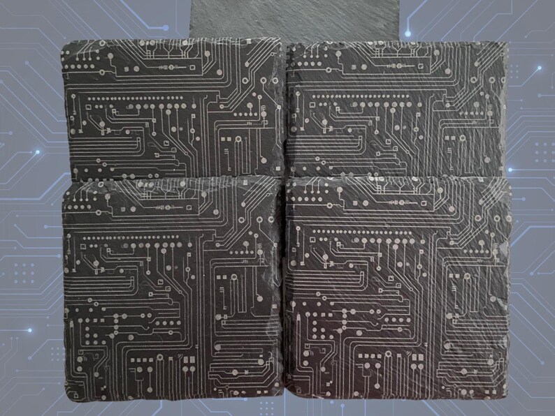 Set of 4 Slate Coasters With Circuit Board PCB Design – 4"x4" Geek Chic ...