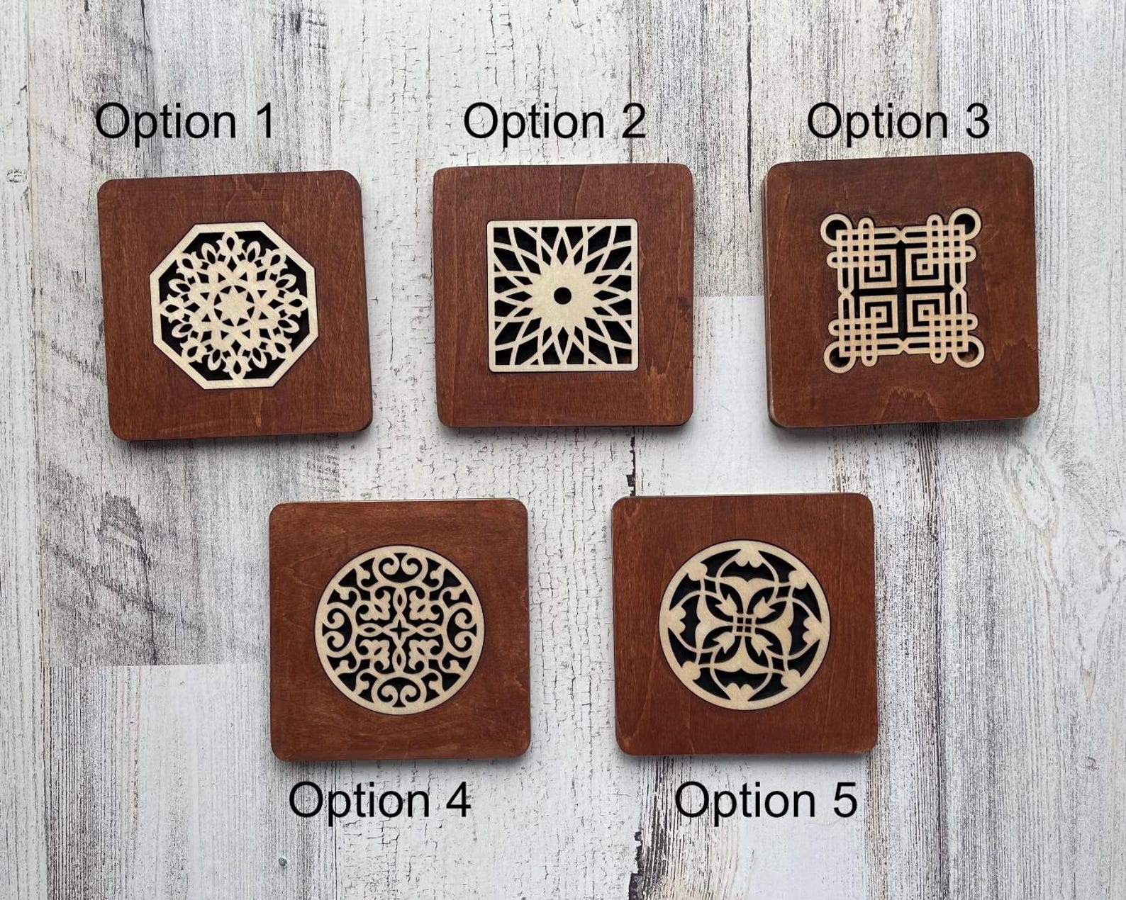 Handcrafted 4-inch Laser Engraved Wood Coaster Set | Customizable ...