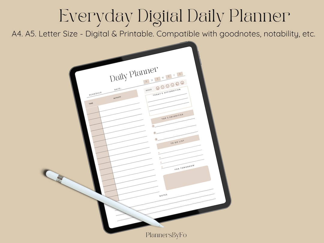 Digital Daily Planner, Printable Daily Planner, Daily Planner - Etsy