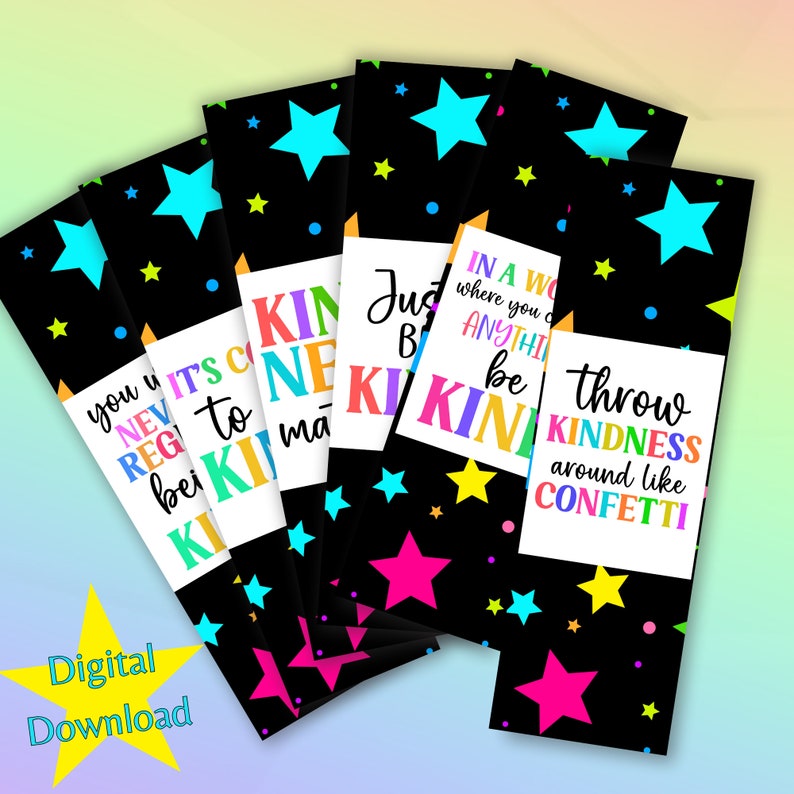 Set of 6 Kindness Bookmarks for Kids, Motivational Bookmarks, Make ...