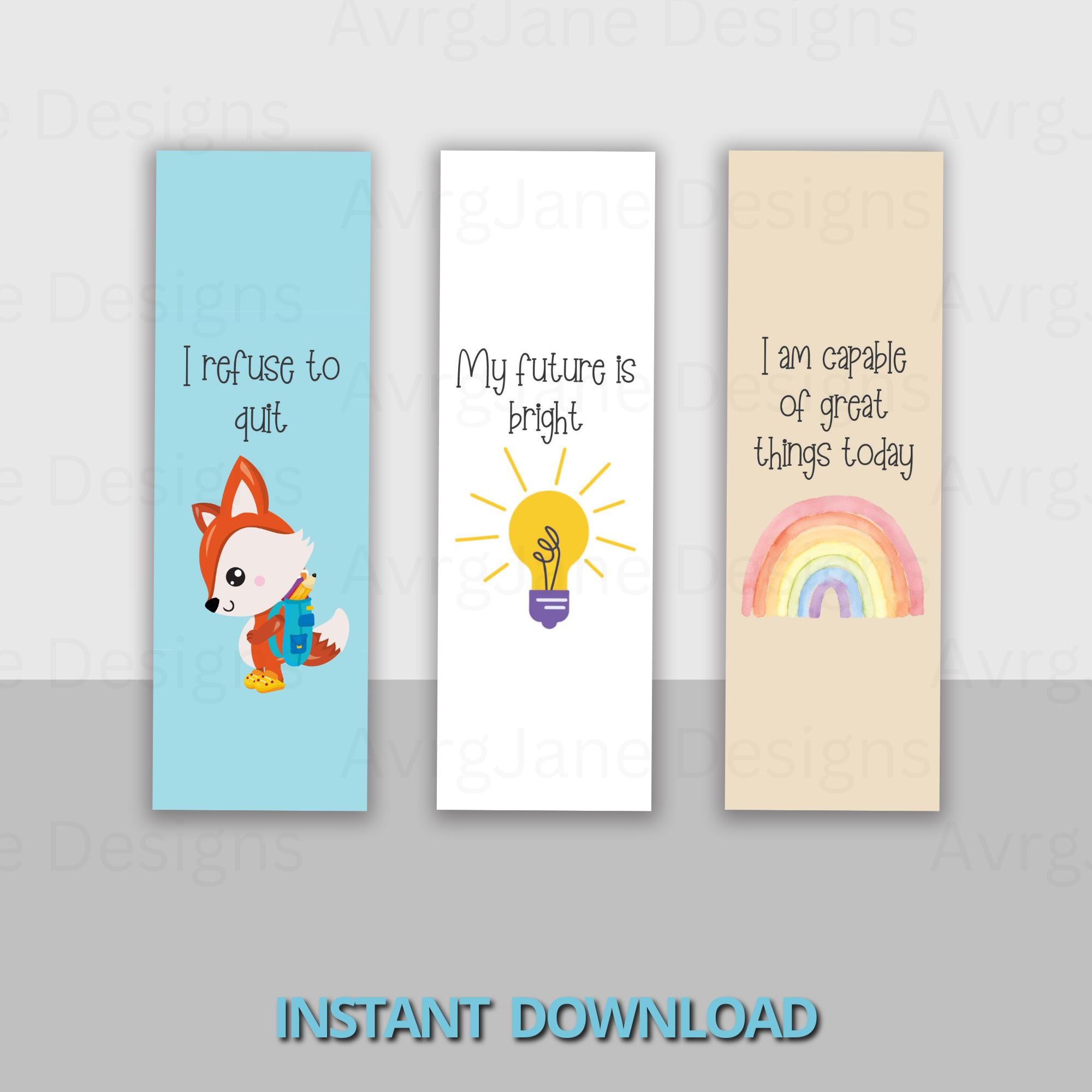 Set of 6 Motivational Bookmarks for Kids-set 3, Make Reading Fun, Kids ...