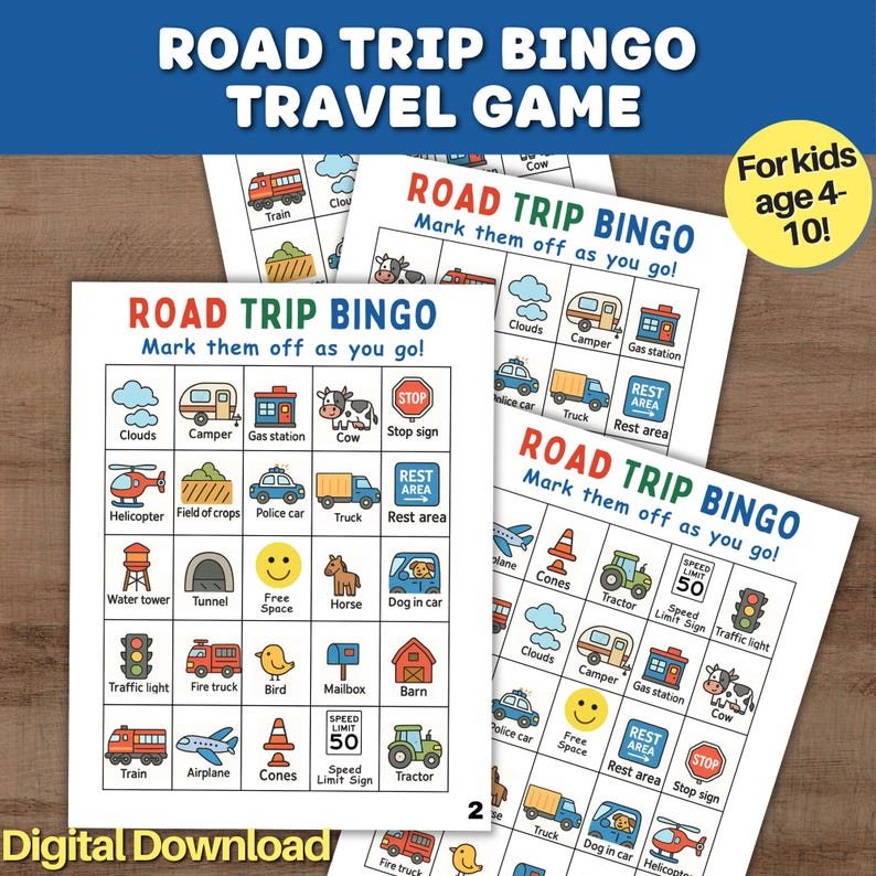 Road Trip Bingo Cards for Kids | Printable Travel Game (digital ...