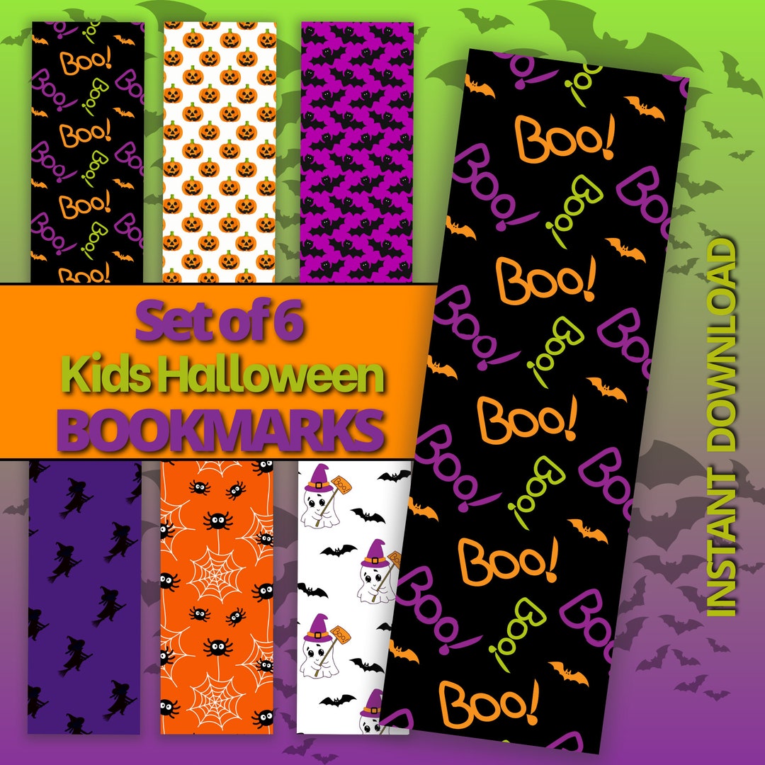 Set of 6 Halloween Themed Bookmarks for Kids and Adults, Kids Bookmarks ...