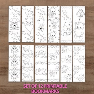 Printable Bookmarks to Color, Valentine's Coloring Bookmarks, Cute ...