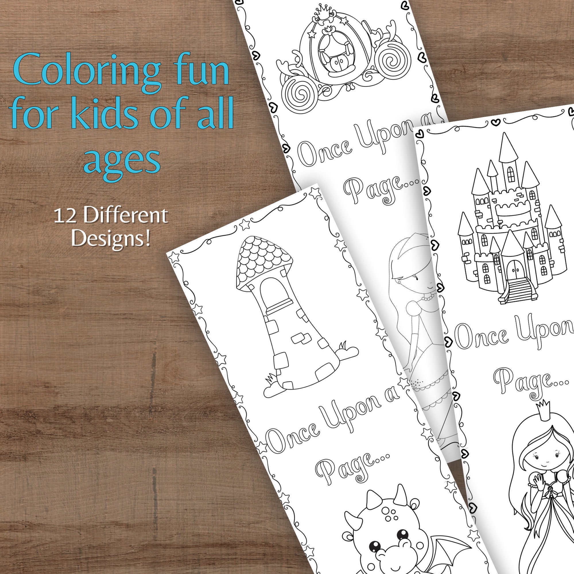 Royal Princess Coloring Bookmarks Kids' Cute Digital Download Set - Etsy