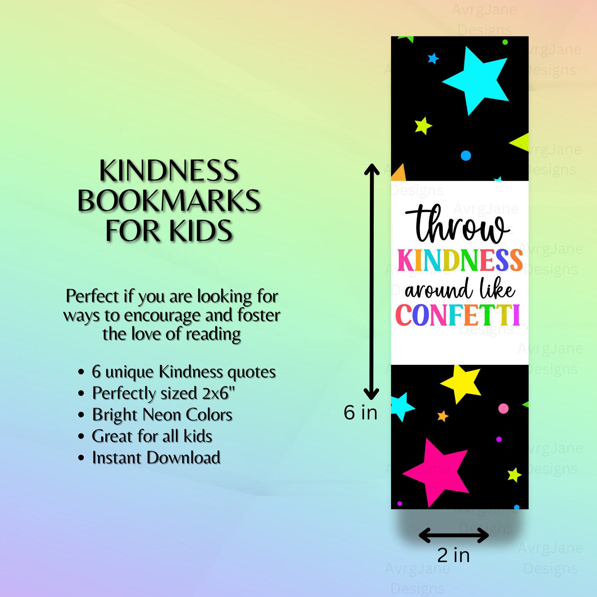 Set of 6 Kindness Bookmarks for Kids, Motivational Bookmarks, Make ...