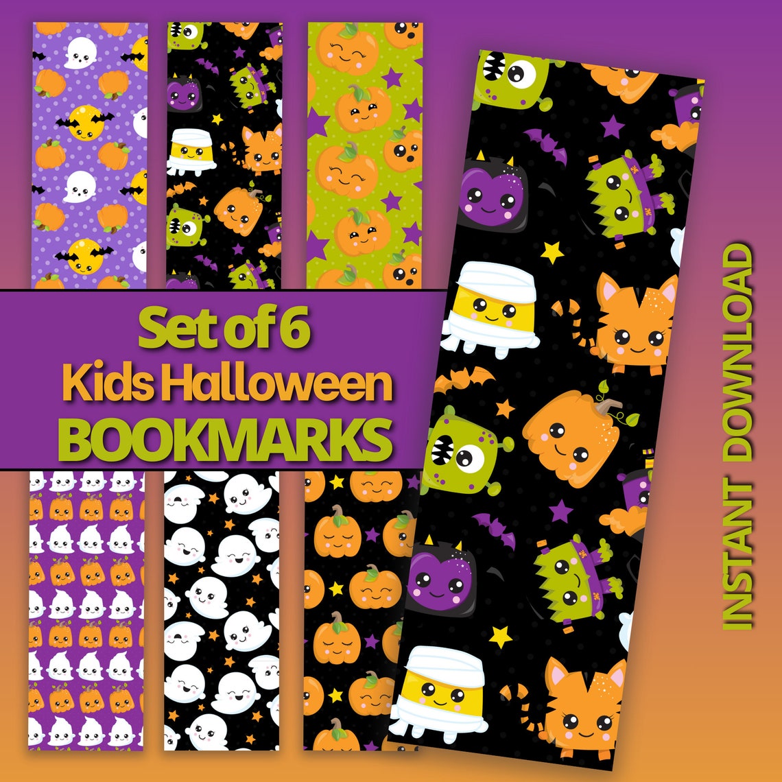 Set of 6 Cute Halloween Themed Bookmarks for Kids and Adults, Make ...