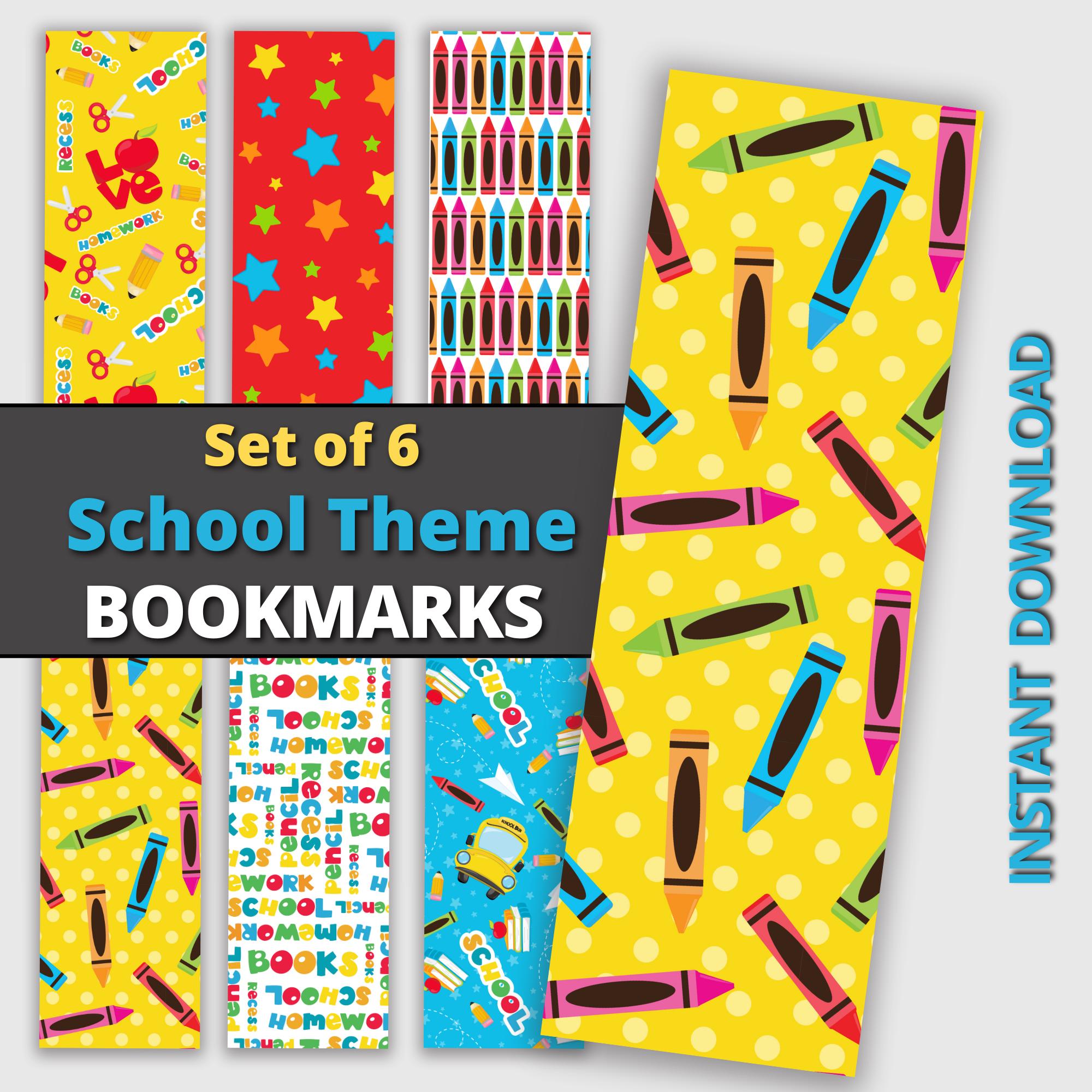 School Theme Bookmarks for Kids, Set of 6 (digital Download) - Etsy