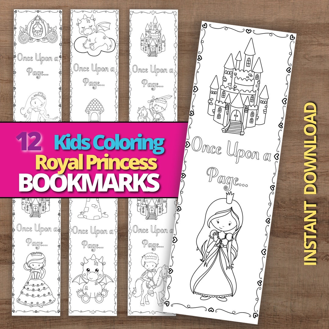 Royal Princess Coloring Bookmarks Kids' Cute Digital Download Set - Etsy