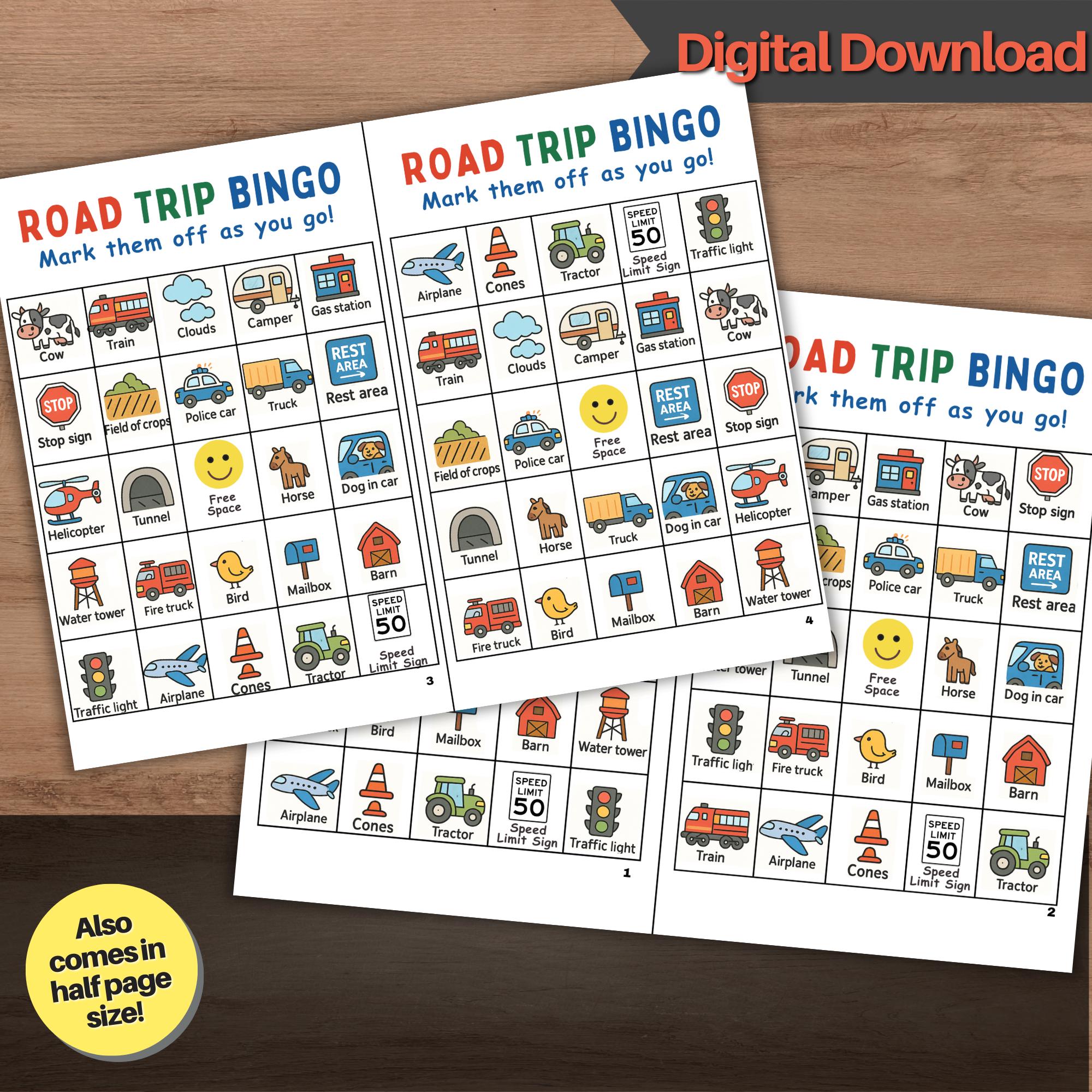 Road Trip Bingo Cards for Kids | Printable Travel Game (digital ...