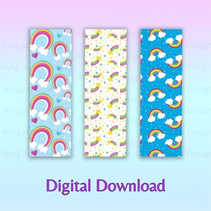 Set of 6 Digital Bookmarks for Kids, Fun Rainbow Unicorn - Etsy